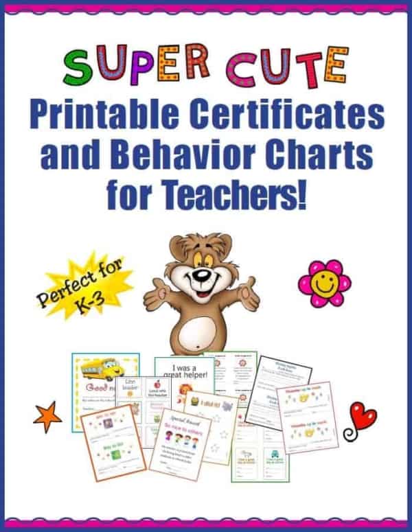 FREE Super Cute Printable Certificates and Behavior Charts for Teachers ...