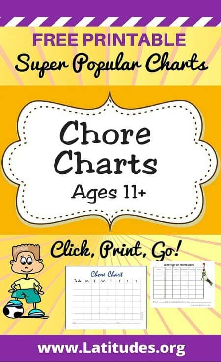 Printable Chore Charts for Kids (Ages 11+) – ACN Latitudes