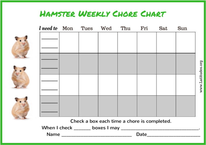 Hamster 4th and 5th Grade Chore Chart (Fillable) - ACN Latitudes