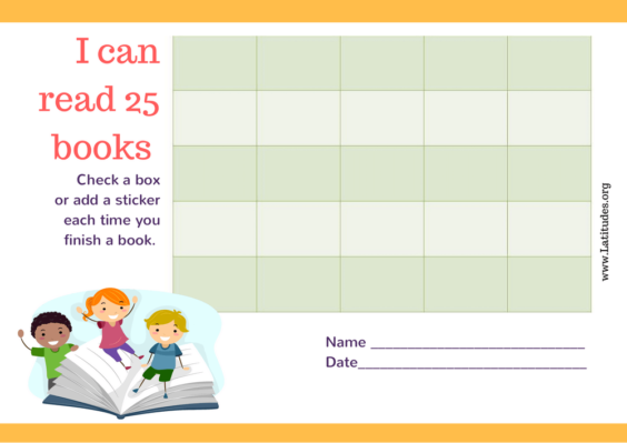 Read 25 Books Kids Reading Chart (Fillable) - ACN Latitudes