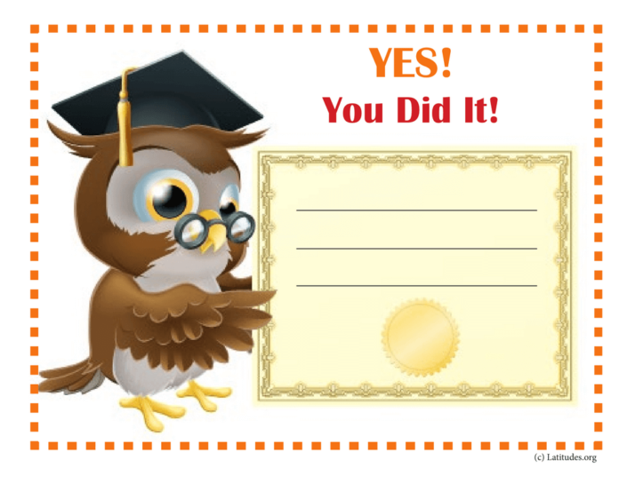 Wise Owl Achievement Certificate - ACN Latitudes