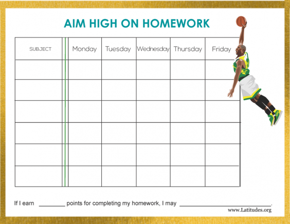 Aim High Midde High School Homework Chart (Fillable) - ACN Latitudes