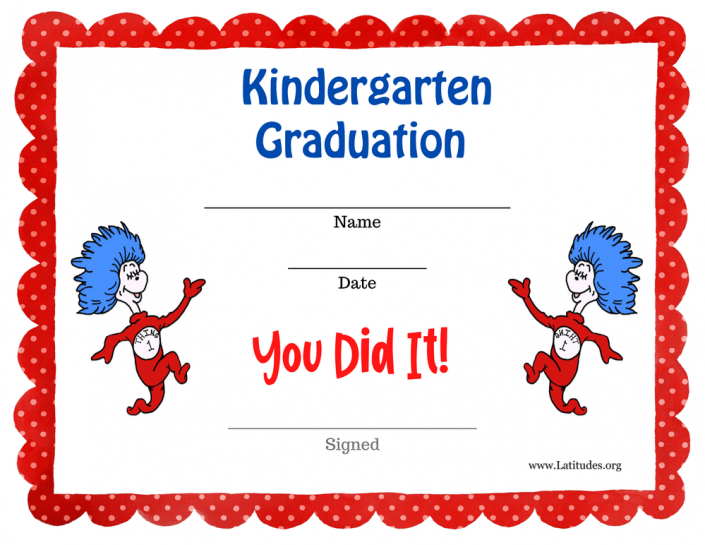 Dr Seuss Kindergarten Graduation Certificate (Fillable) - ACN Latitudes