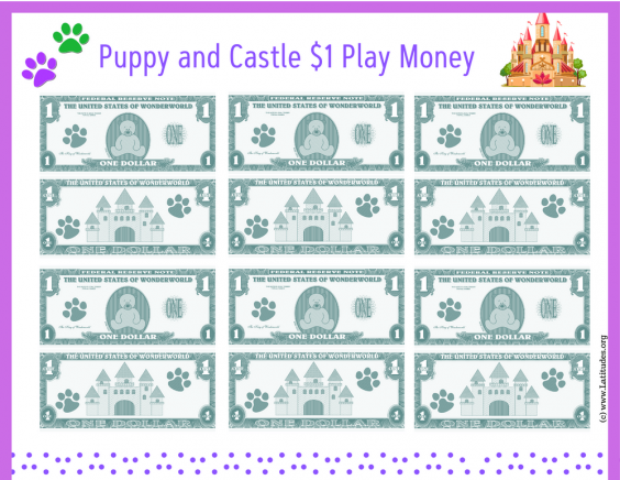 Puppies and Castles Play Money - ACN Latitudes