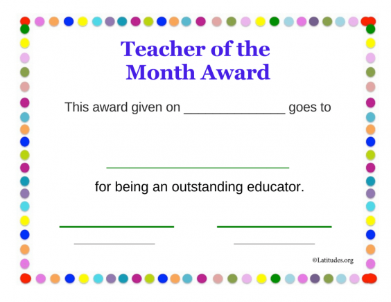 Teacher of the Month Award Dots - ACN Latitudes