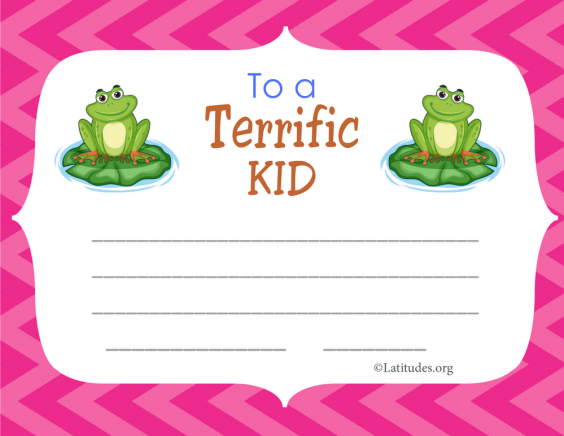Terrific Kid Certificate Frog Blank (Fillable) - ACN Latitudes