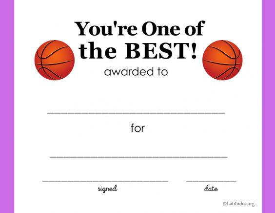 You're One of the Best Basketball Award (Fillable) - ACN Latitudes
