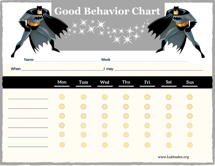 Batman 6-Point Weekly Good Behavior Chart (Fillable) - ACN Latitudes