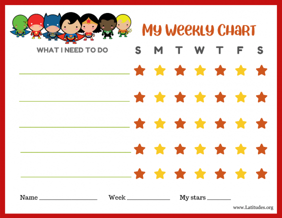 Heroes What I Need to Do Weekly Behavior Chart (Fillable) - ACN Latitudes