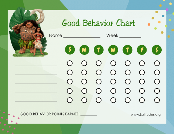 Moana 7 Day Good Behavior Chart (Fillable) - ACN Latitudes