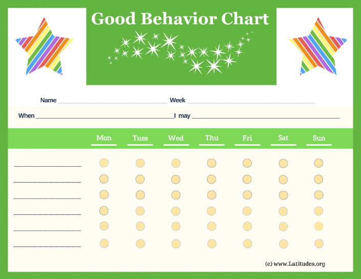 Stars 6-Point Weekly Good Behavior Chart (Fillable) - ACN Latitudes