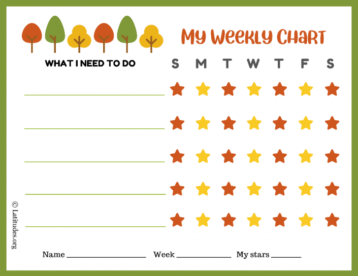 What I Need to Do Trees Weekly Behavior Chart (Fillable) - ACN Latitudes